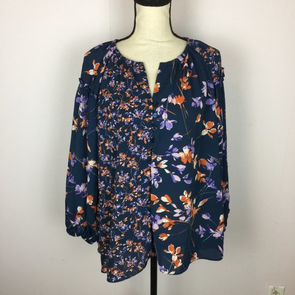 Zac & Rachel | Tops | Zac Rachel Blouse Top X Womans Plus Navy Blue ...